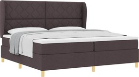 Postel s boxspringem s čelo Tmavě hnědá 200 x 200 cm textil 3340840