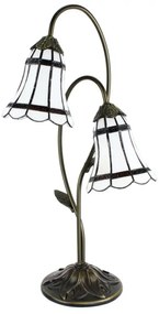 Stolní Tiffany lampa 2 stínidla hnědé pruhy BrownLine – 35x18x61 cm