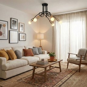 Toolight - Závěsné svítidlo Paradise 5xE27 60W APP518-5C, černá-zlatá, OSW-01102