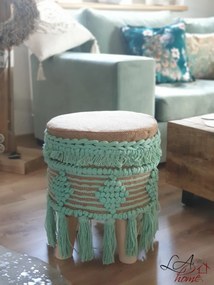 Béžovo - mintová stolička / podnožka Fringe mint - Ø 37*45cm