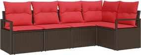 Set pohovek 5 ks Hnědá polyratan 3346384