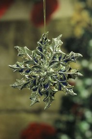 LUX zlatá závěsná ozdoba vánoční růže 12cm