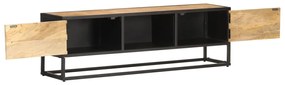 TV stolek s vyřezávanými dvířky 130x30x40 cm hrubý mangovník - Default Title