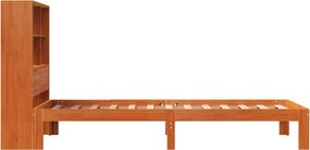 Postel s knihovnou bez matrace hnědá 100x200 cm masiv borovice 3322578