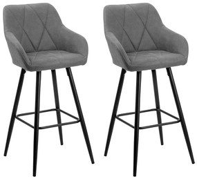 Sada dvou šedých barových židlí DARIEN Beliani