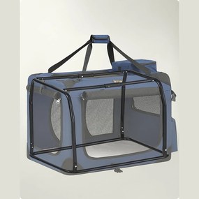 Skládací přepravka pro psy 70 x 52 x 52 cm, l přepravní taška, tmavě modrá | feandrea