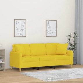 3místná pohovka s polštáři světle žlutá 180 cm textil 3200922