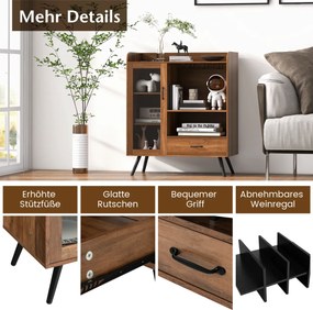 Costway Vinotéka pro domácí lihovinu skříň s dvířky a zásuvkou – 80 × 40 × 95 cm