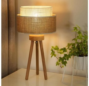 Duolla - Stolní lampa YUTE BOHO 1xE27/15W/230V pr. 25 cm hnědá/krémová