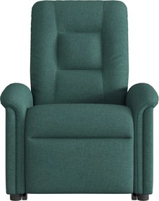 Zvedací masážní polohovací křeslo tmavě zelené textil 3303270