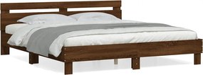 Rám postele s čelem hnědý dub 200 x 200 cm kompozitní dřevo 3207398