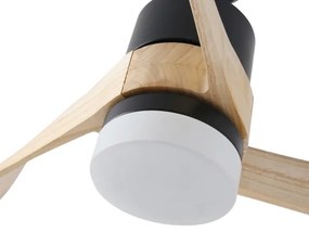 ZEVENTI - LED Stropní ventilátor NATURITO LED/18W/230V Wi-Fi Tuya černá/dub + DO