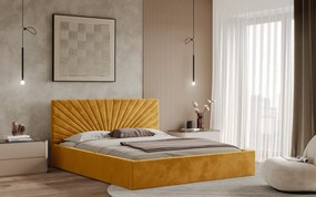 Postel BACOLI 140x200 zlatá s úložným prostorem