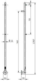 P.M.H. OL1B - Elektrický sušák na ručníky OLE 24W/230V 170 cm IP44 černá