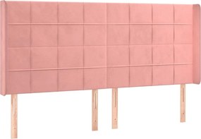 Box spring postel s matrací a LED růžová 180x200 cm samet 3139582