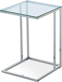 Autronic Přístavný stolek 40x40x60 cm, skleněná deska, kovová chromovaná ponož 84056-06 CR