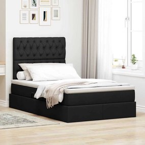 Postel s úložným prostorem a matrací Černá 120 x 200 cm textil 3371837