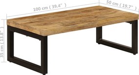 vidaXL Konferenční stolek 100 x 50 x 35 cm masivní mangovník a ocel [247337]