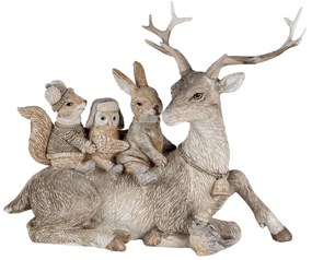 Dekorativní soška jelena se zajícem, veverkou a sovou - 19*10*17  cm