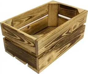 CALTER Dřevěná bedýnka opalovaná / Bedýnka / 32 x 20 x 14 cm