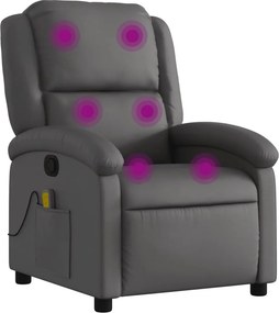 Masážní křeslo s polohovacím mechanismem, šedé, pravá kůže 3205473