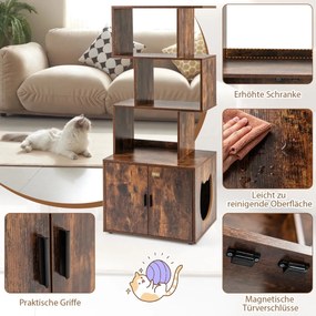 Costway Skříňka pro kočky s na toaletu pro kočky – 60 × 45,5 × 142 cm