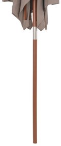 Zahradní slunečník s dřevěnou tyčí 150 x 200 cm barva taupe - Default Title
