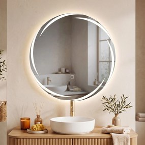 HOMCOM kulaté LED koupelnové zrcadlo Ø 60 cm, stmívatelné