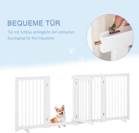 PawHut Freestanding Dog Barrier Gate s nohama 220 x 91 cm Dřevěná brána pro psy Bezpečnostní brána pro schody Dveřní ochranná brána pro schody, dveře…