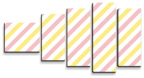 Sablio Obraz - 5-dílný Růžové a žluté pruhy - 100x60 cm