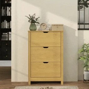 HOMCOM Slim botní skříň pro 18 párů bot, 3 přihrádky se 2 nastavitelnými a odnímatelnými poličky, 72x26x112 cm, přírodní