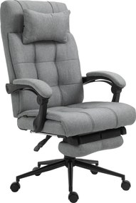 Ergonomická kancelářská židle Vinsetto s funkcí sklonu, opěrkou hlavy, područky a výškově nastavitelným otočným křeslem s podnožkou ve vzhledu lnu, sv