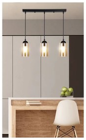 Černé závěsné svítidlo se skleněným stínidlem 10x55 cm Bistro – Candellux Lighting