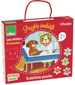 Vilac Dřevěné puzzle Povolání 4 v 1