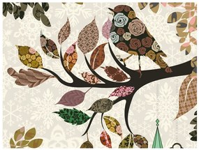 Fototapeta - Tree branch with bird (patchwork)