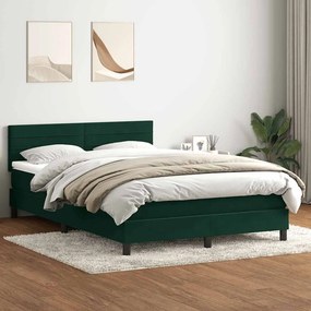 Box spring postel s matrací tmavě zelená 160x220 cm samet 3316362