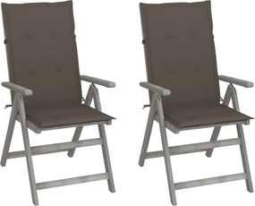 vidaXL Zahradní polohovací židle s poduškami 2 ks masivní akácie [3064712] Barva: taupe