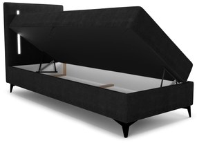 Jednolůžková postel 80 cm Ortega Comfort (černá) (s roštem a matrací, s úl. prostorem) (s LED osvětlením). 1082678