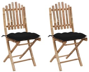 Skládací zahradní židle s poduškami 2 ks bambus,  3064009