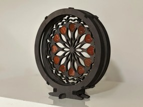 Li-Go "Srdce, karneolová mandala" Stolní lampa 20x22 cm černá s patinou