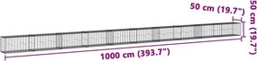 Gabionový koš s víkem 1 000 x 50 x 50 cm pozinkované železo 3295141