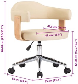 vidaXL Marketos Otočná jídelní židle krémová ohýbané dřevo a umělá kůže