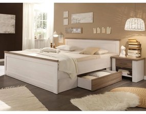Manželská postel 180 cm Dawa (ul. Prostor + 2ks stolek) (bílá + dub sonoma). 808163