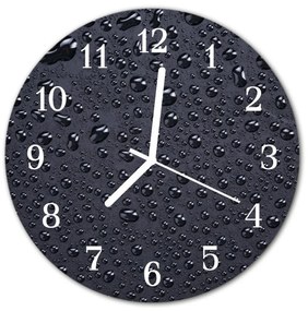 Nástenné skleněné hodiny kapky fi 30 cm