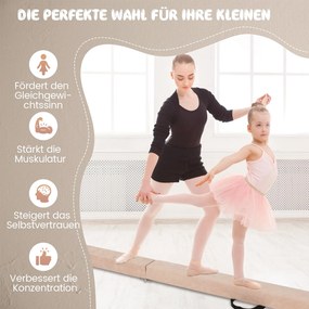 Costway 270 cm kladina dětská kladina skládací gymnastická kladina s – hnědý