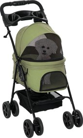 Kočárek pro domácí zvířata PawHut Dog Buggy s funkcí skládání pro malé psy a kočky, vozík pro psy, kočárek pro kočky Oxford tmavě zelený 67 x 45 x 96