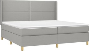 Box spring postel s matrací a LED světle šedá 200x200 cm textil 3138821