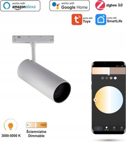 Reflektor Bílý Led WiFi Zigbee Track 10W Smart Track 48VDC 2700-6500K