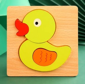 Montessori dřevěné hračky - obrázkové puzzle, zvířátka Varianta: Puzzle - kačenka