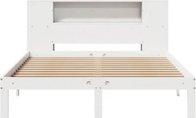 Postel s knihovnou bez matrace bílá 135x190 cm masivní borovice 3322510